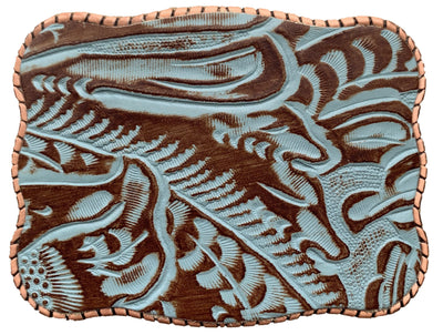 Embossed Turquoise Leather - Wallet Buckle